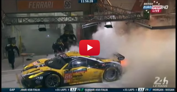 Ferrari catches fire at a pit stop during Le Mans race - FanBuzz