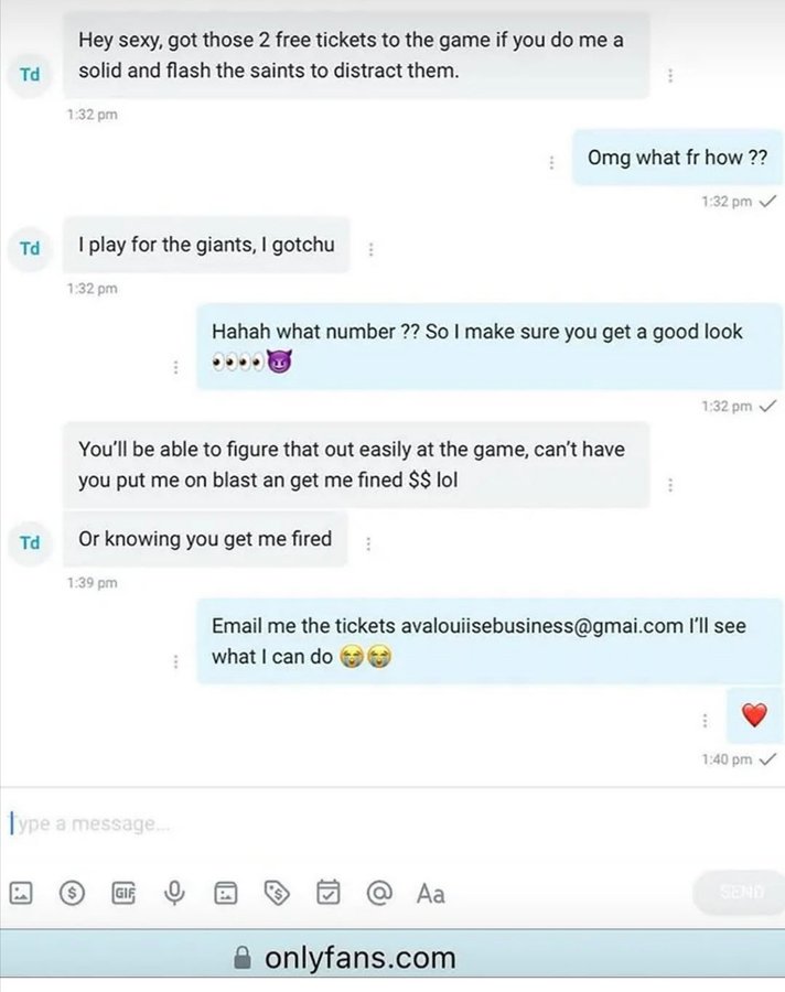 Giants Player Allegedly Gave OnlyFans Model Free Tickets To ‘Flash ...